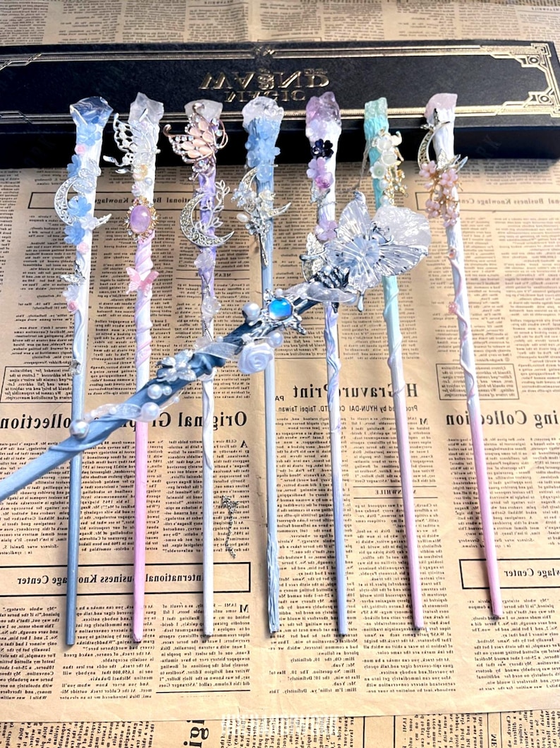 Handmade Crystal Magic Wand: With Flowers and Butterfly Charms ...