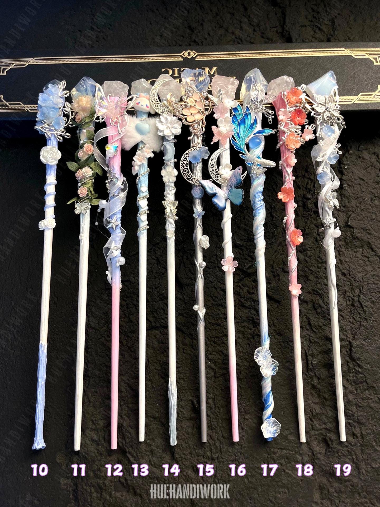 Celestial Moon Crystal Wand: Handmade Fairy Magic Wand for Cosplay ...