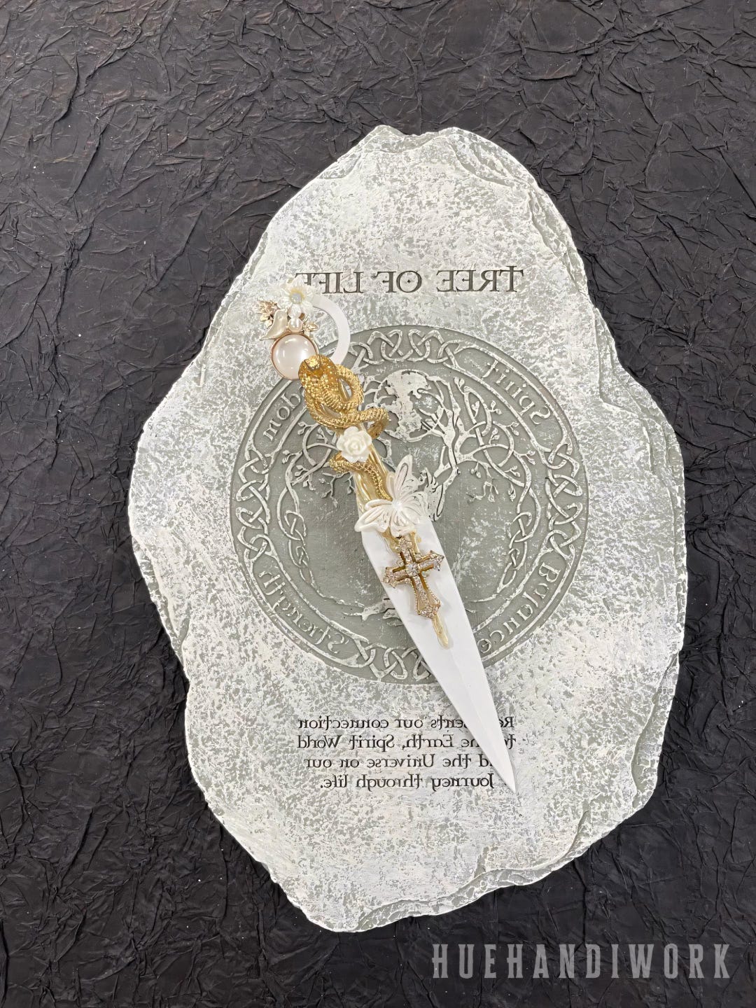 Personalized White Paired With Gold Women’s Dagger, Handmade Cross ...