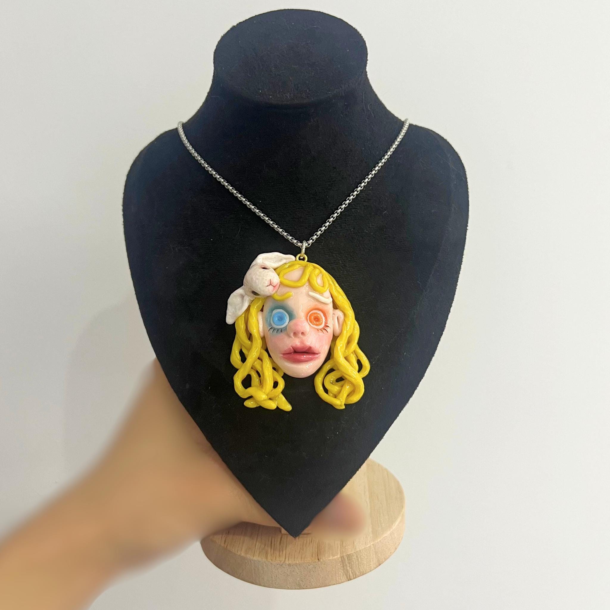 Diverse Ugly, Exaggerated Clay Face Necklaces - Also Available as Rings ...