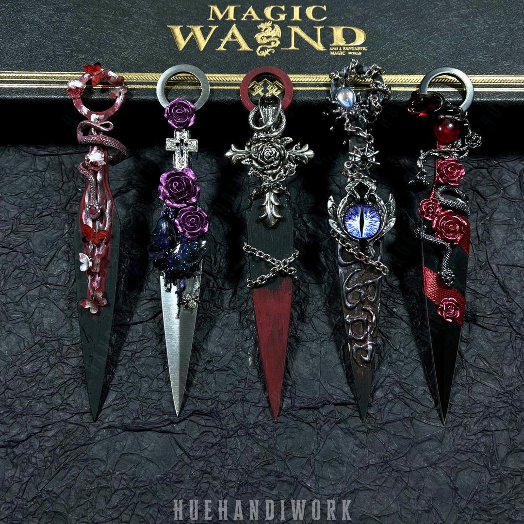 Gothic Purple Rose Dagger, Fantasy Cosplay Knife, Witch Gift - Etsy