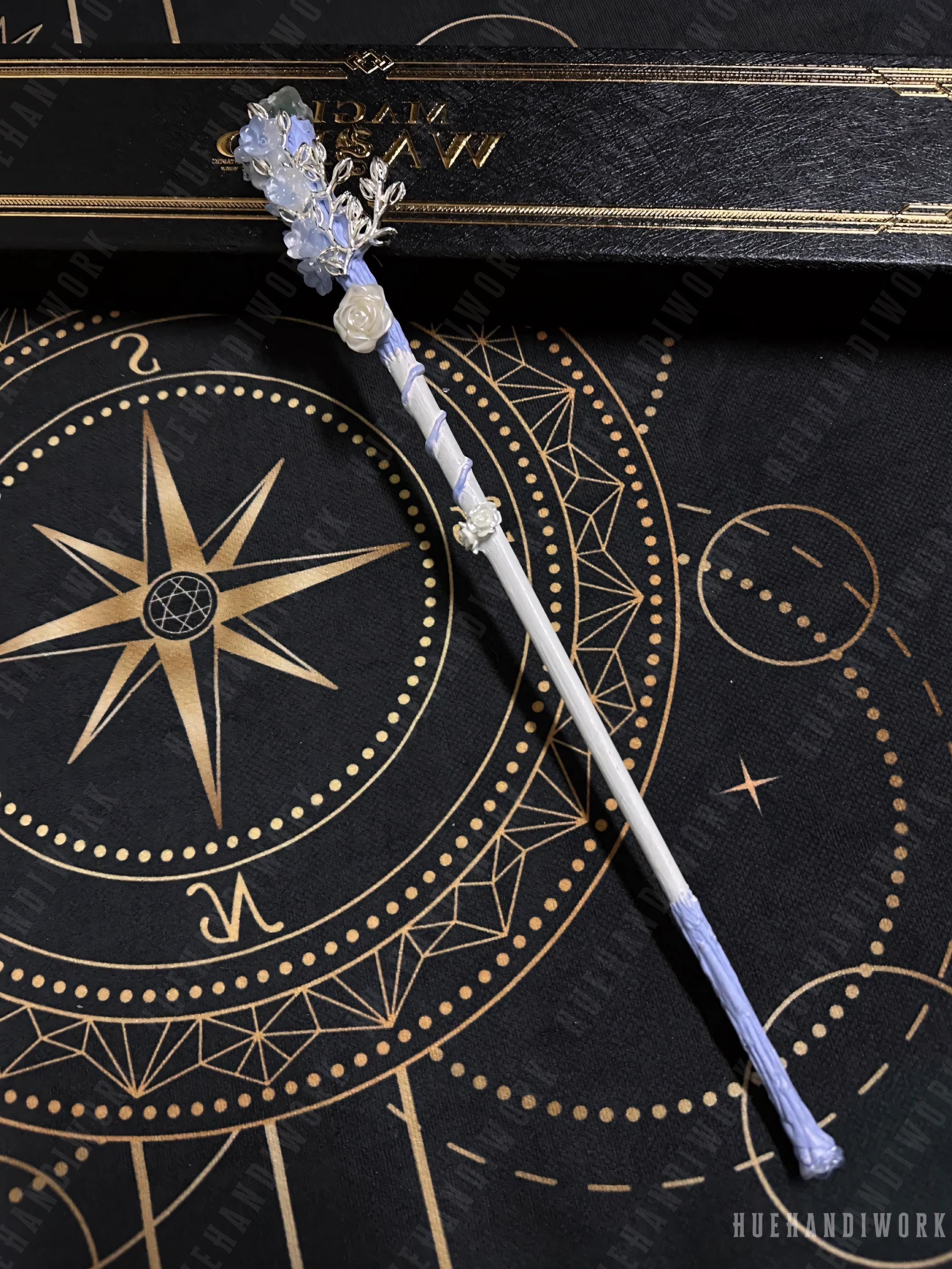 Handcrafted Wooden Moon Witch Wand: Mystical Purple Magic - Etsy