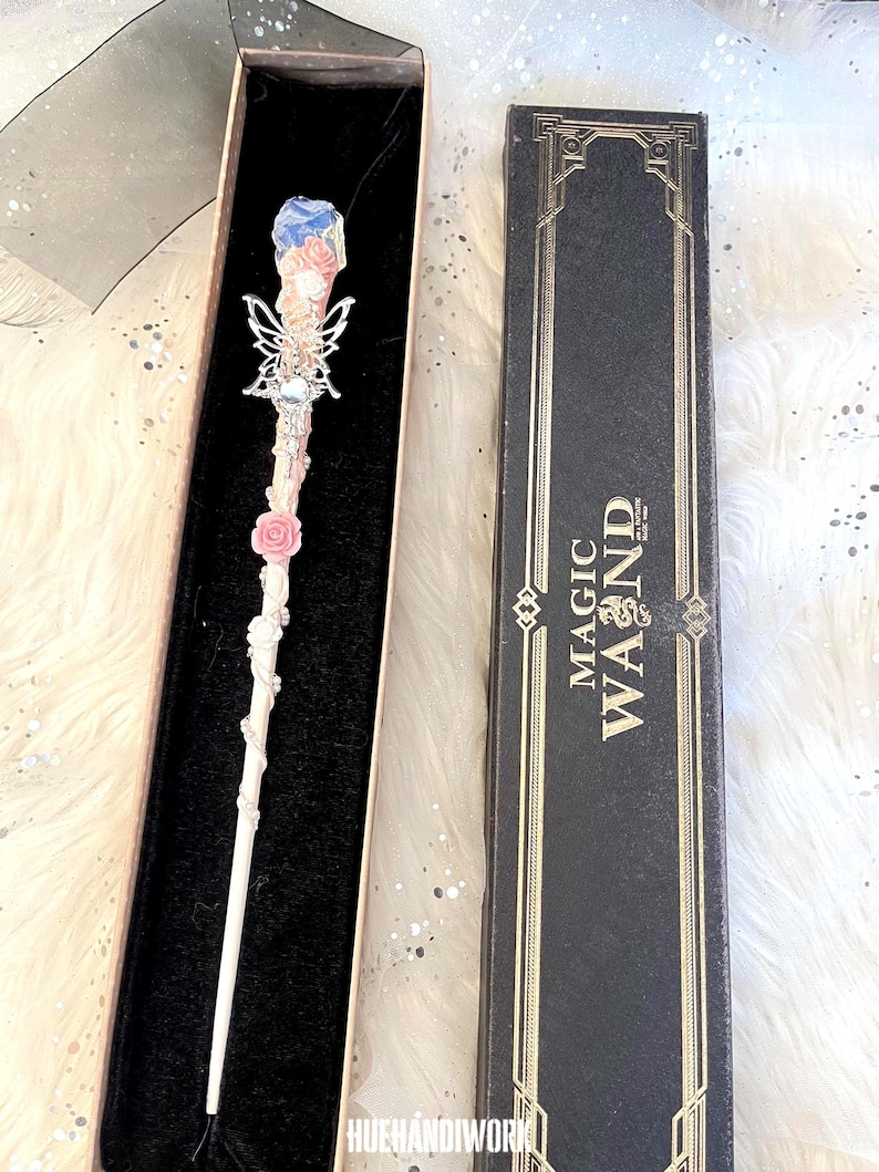 Handmade Fairy Wand: Crystal Point, Butterfly & Flower - Witch Cosplay ...