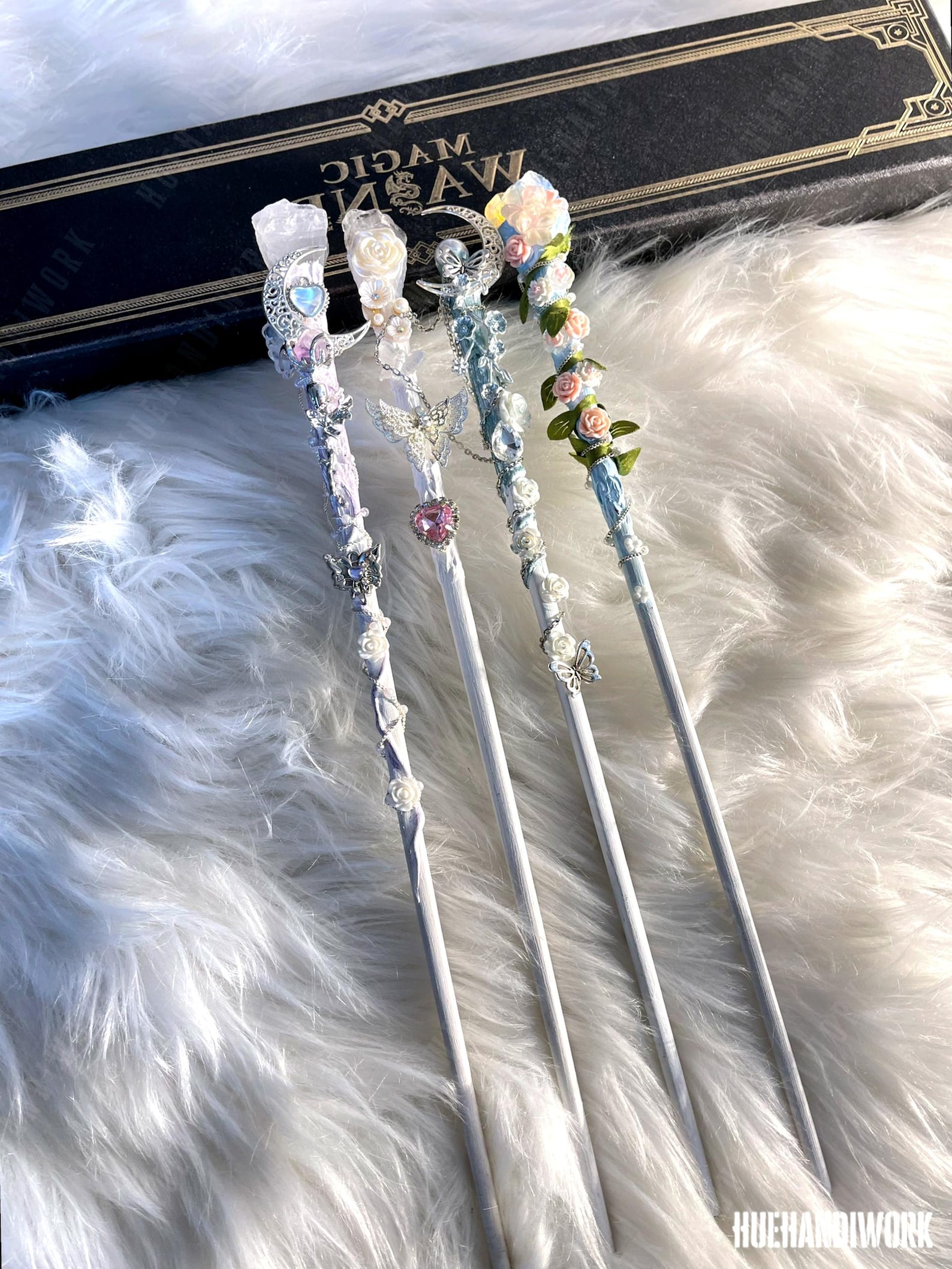 Handmade Fairycore Magic Wand: Flowers, Butterfly & Moon - Cosplay Prop ...