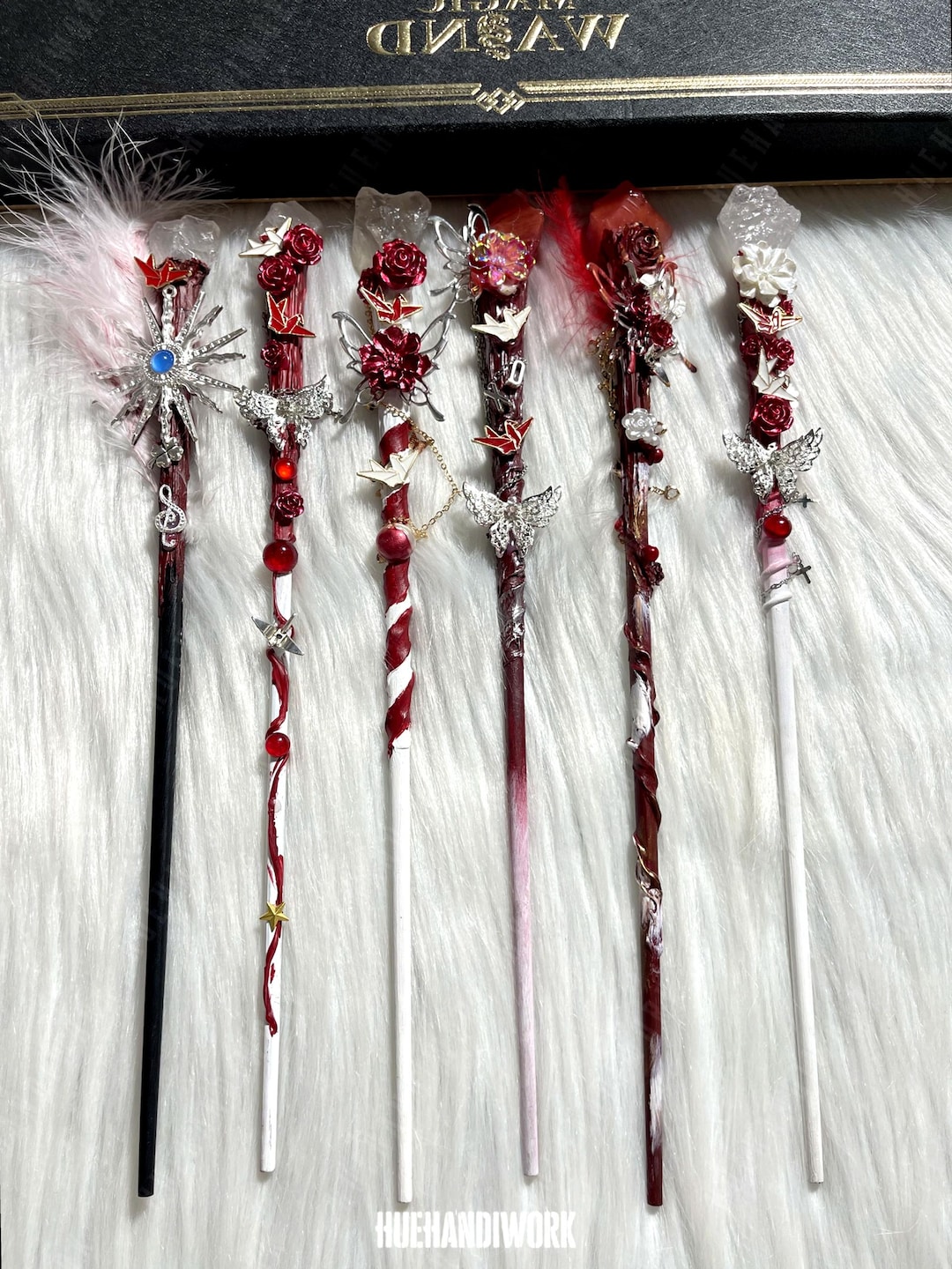Personalized Gothic Red Magic Wand: Handmade Witchy Cosplay Prop - Etsy