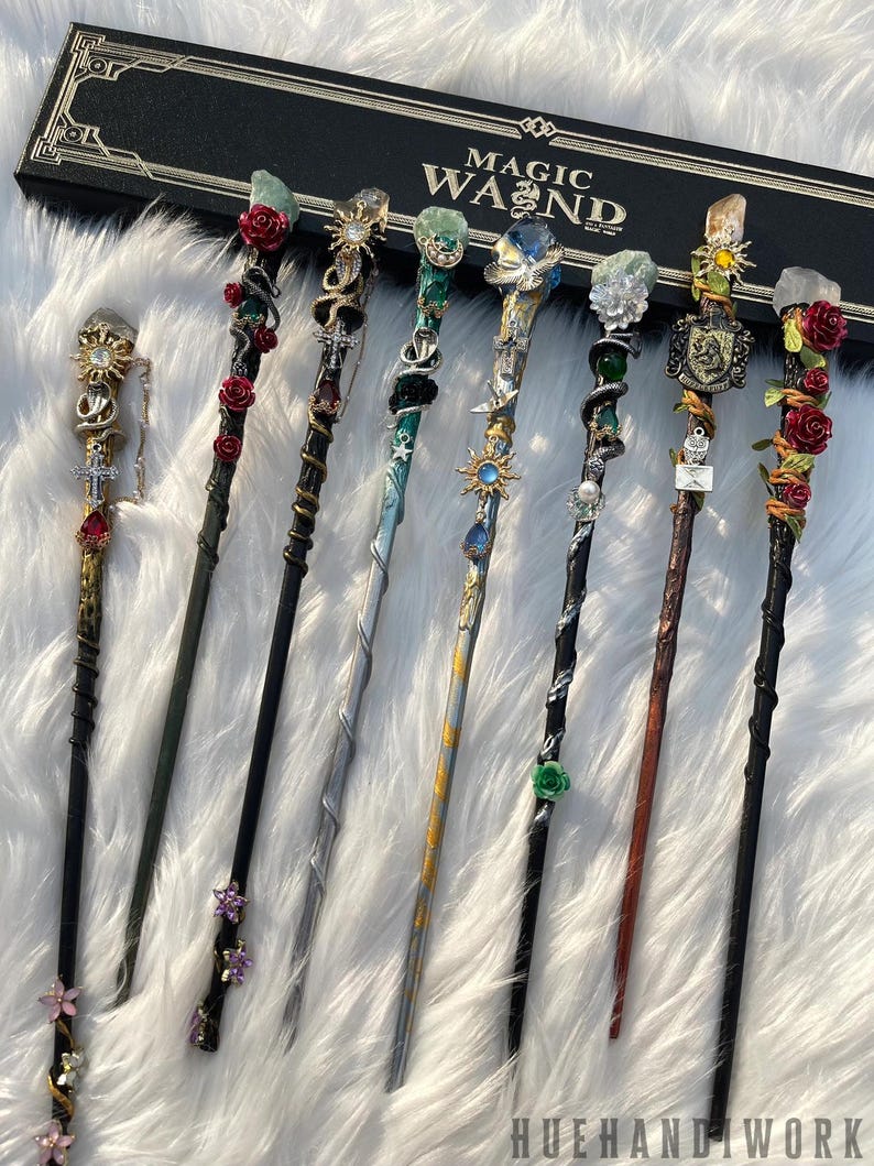 Handmade Crystal Magic Wand: Gothic Fantasy Cosplay Staff - Etsy