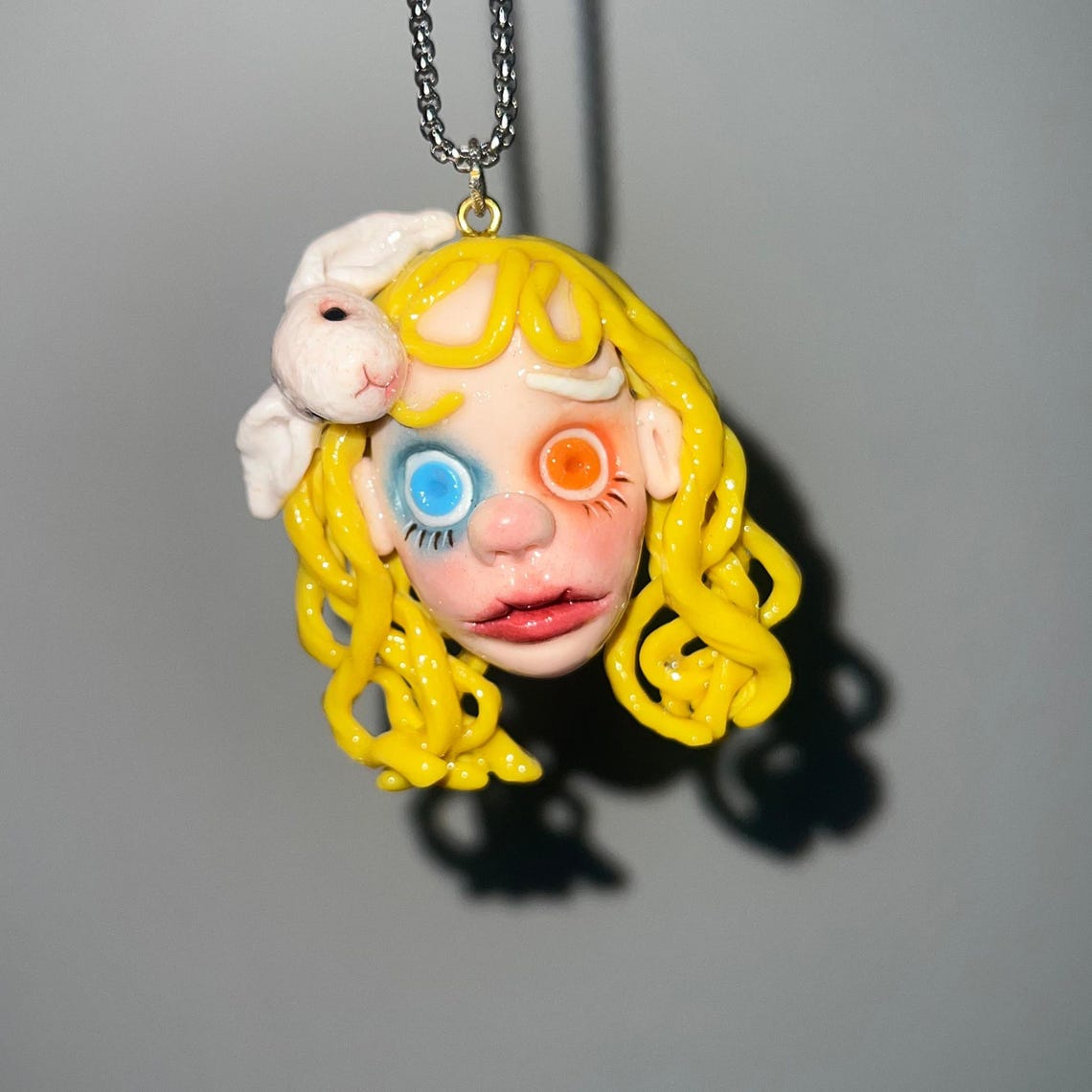 Diverse Ugly, Exaggerated Clay Face Necklaces - Also Available as Rings ...