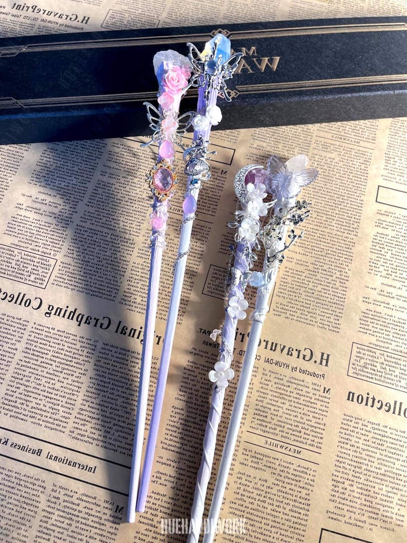 Handmade Crystal Magic Wand: With Flowers and Butterfly Charms ...