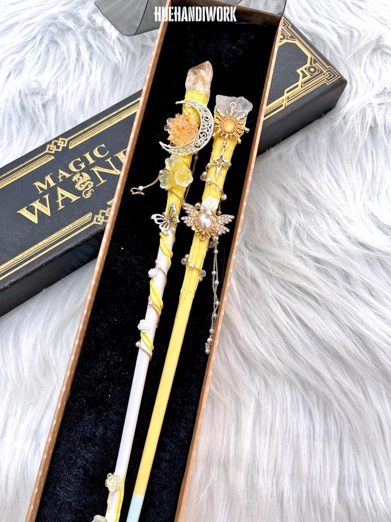 Fairy Sun & Moon Crystal Wand: Handmade Magic Cosplay Prop - Etsy