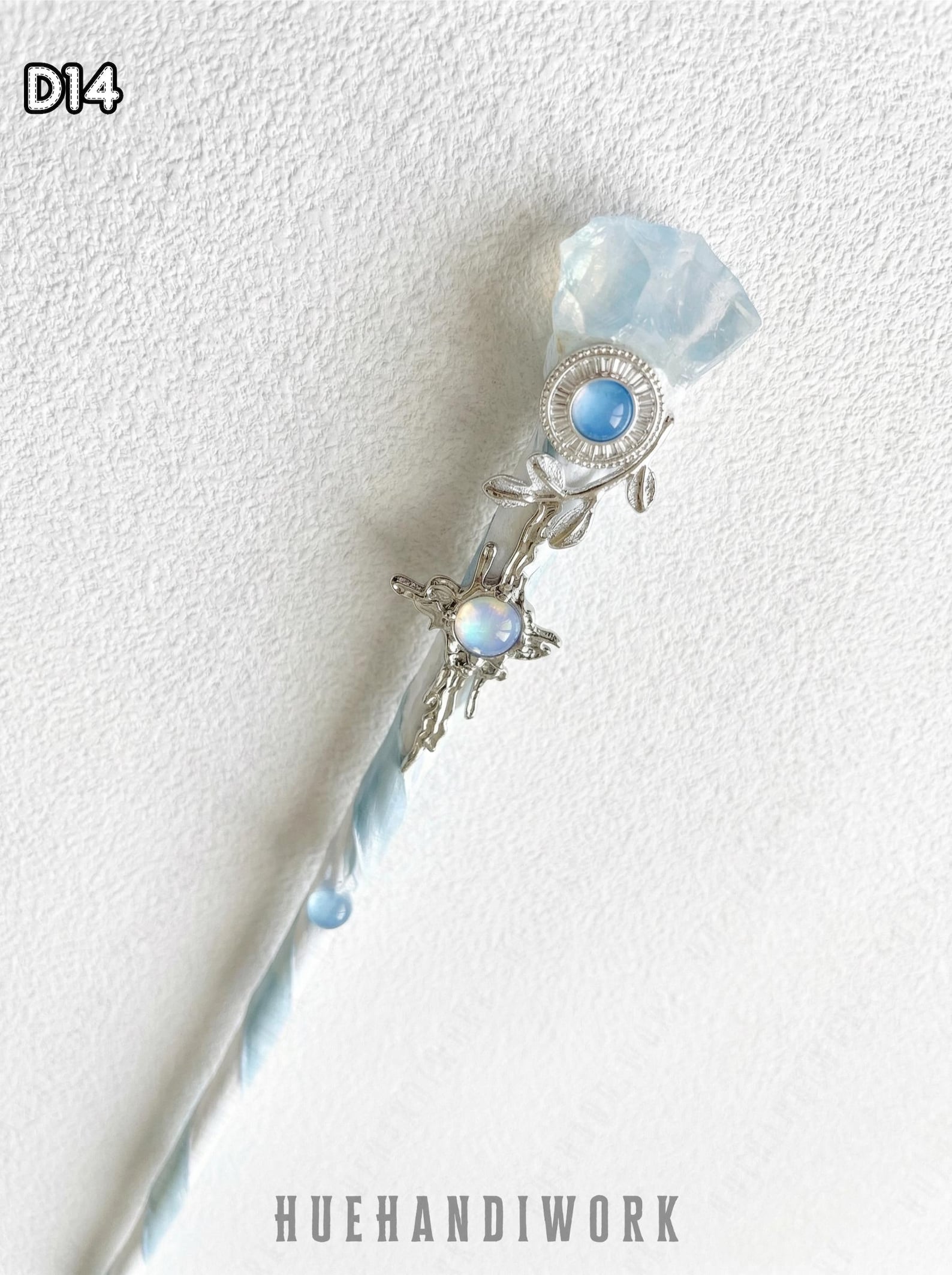 Gothic Royal Blue Celestial Wand, Raw Crystal & Silver Moon Staff ...