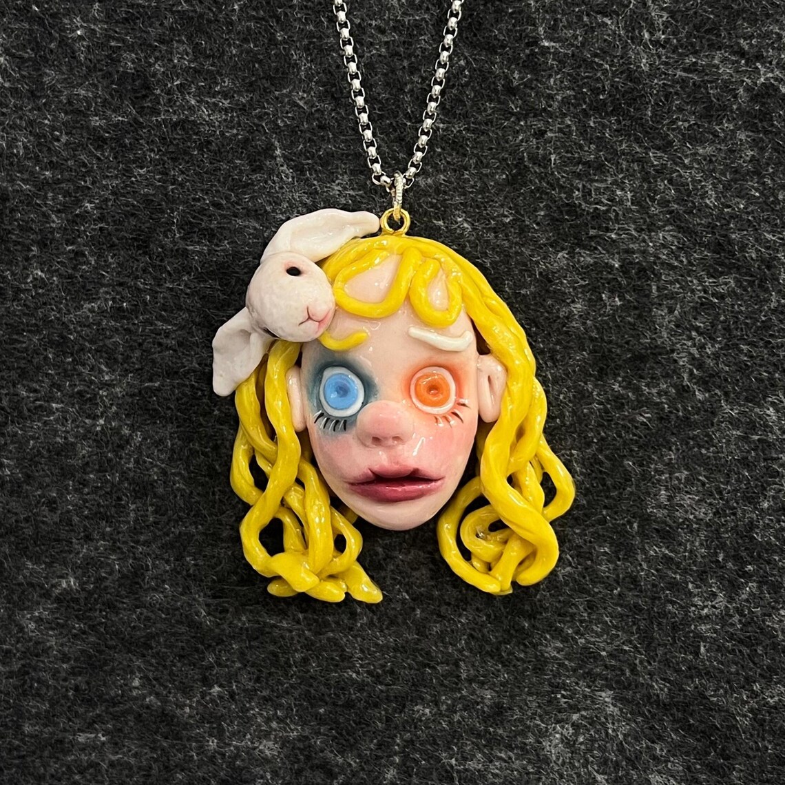 Diverse Ugly, Exaggerated Clay Face Necklaces - Also Available as Rings ...