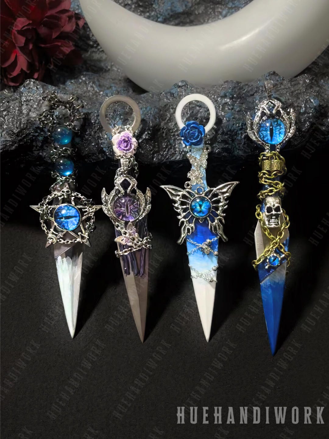 Personalized Cthulhu Style Dagger With Eye Design, Black Gothic Dagger ...