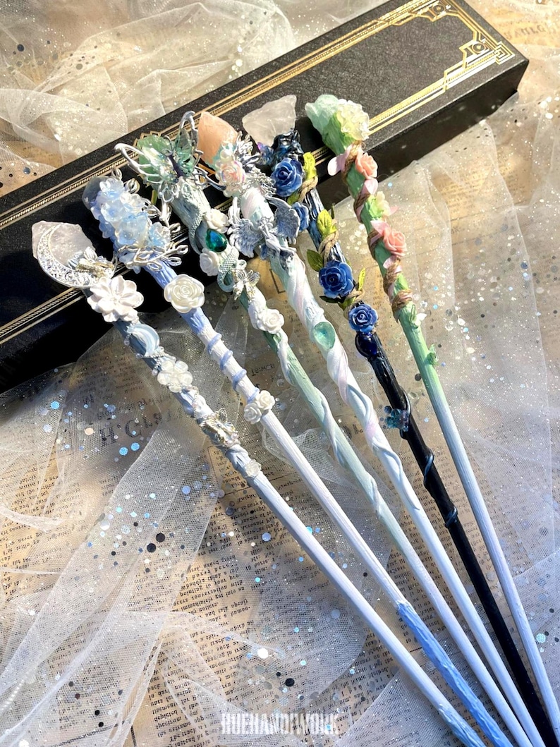 Handmade Crystal Fairy Wand: Floral Butterfly Elf Cosplay Staff - Etsy