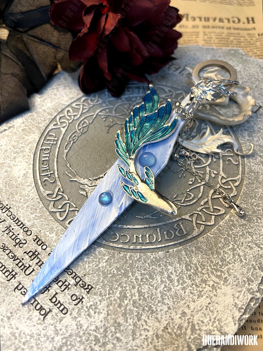 Handmade Blue Fantasy Dagger: Nature-inspired Cosplay Prop - Etsy