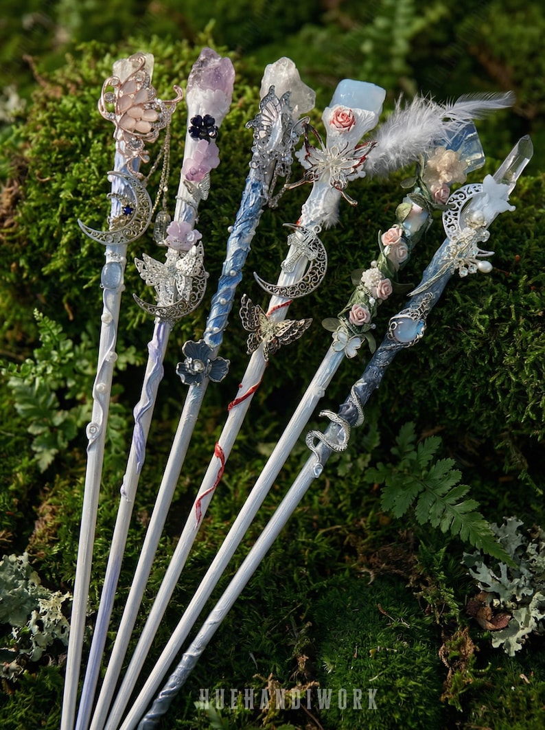 Hand-painted Sandalwood Magic Wand | Celestial Altar Tool, Cosplay Prop ...