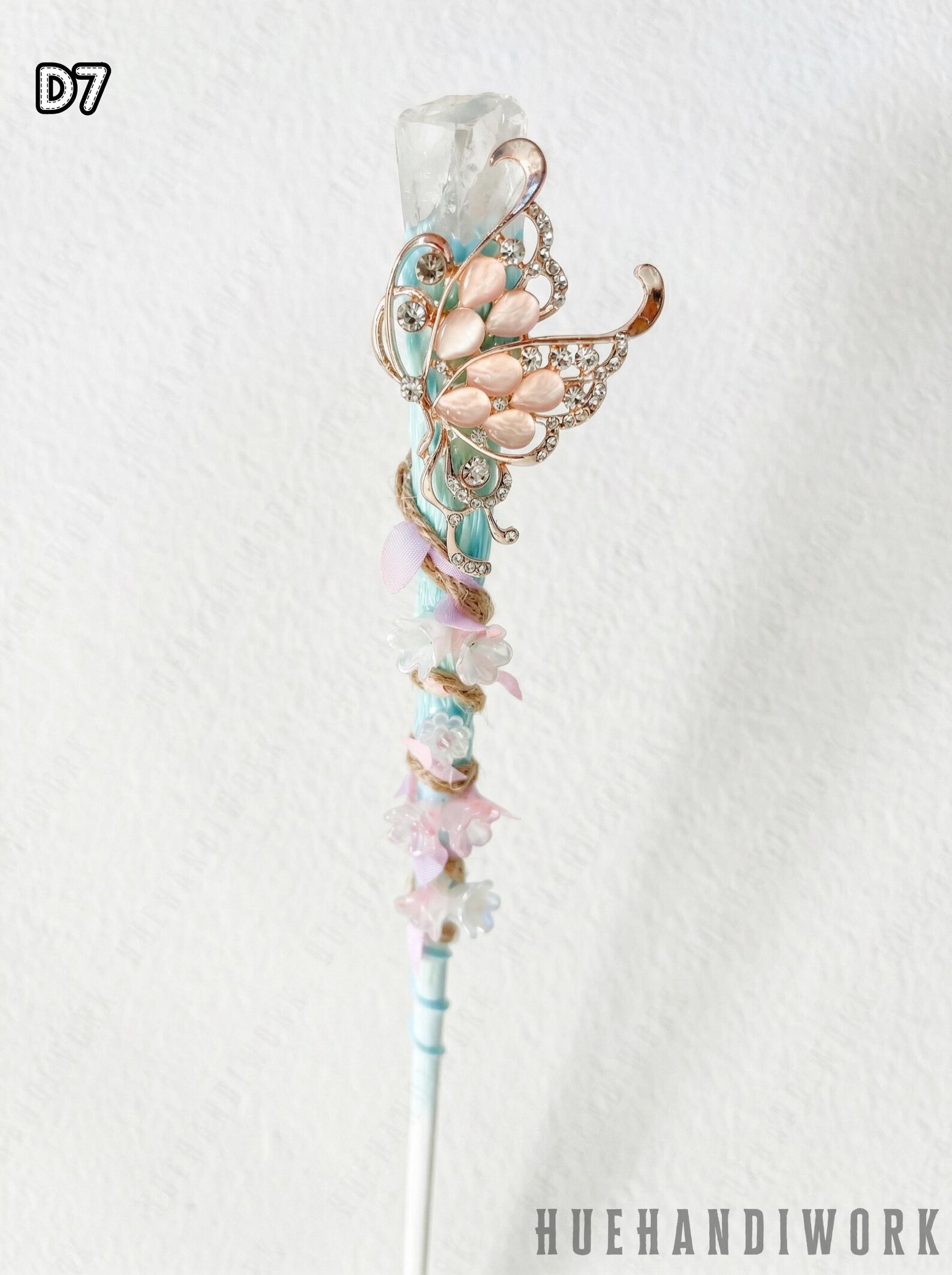 Gothic Royal Blue Celestial Wand, Raw Crystal & Silver Moon Staff ...