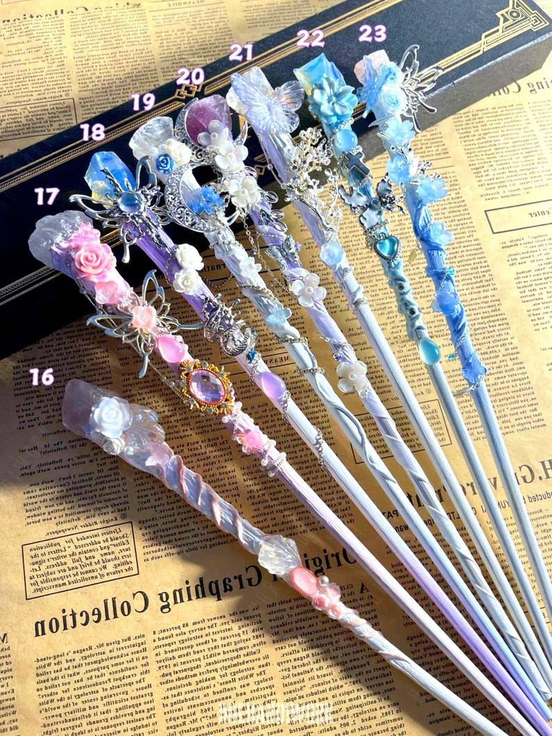 Handmade Crystal Magic Wand: With Flowers and Butterfly Charms ...