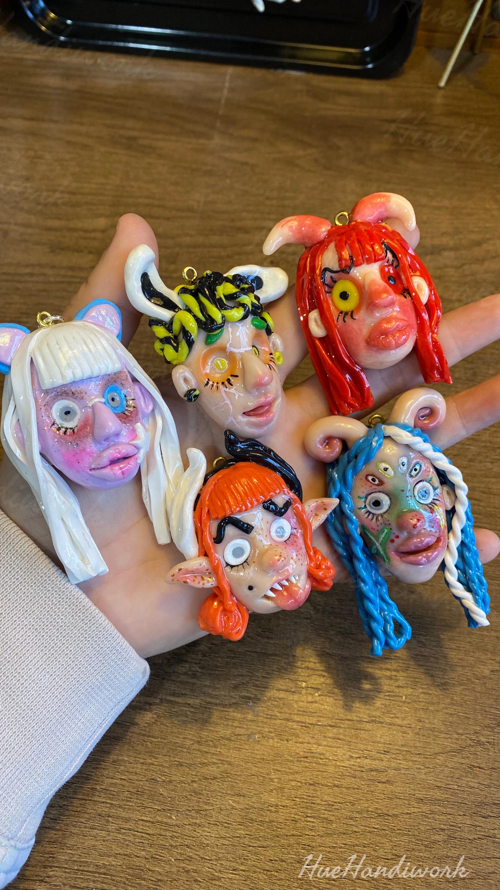 Polymer Clay Ugly Face Necklaces Weird Necklace Gift for Goth&y2k Girl ...