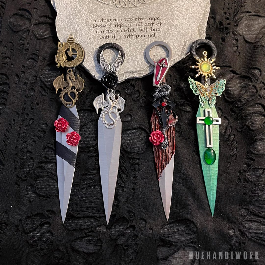 Handcrafted Gothic Dagger: Cosplay Accessory With Roses & Cross - Etsy