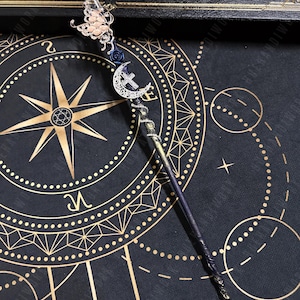 Handcrafted Wooden Moon Witch Wand: Mystical Purple Magic - Etsy