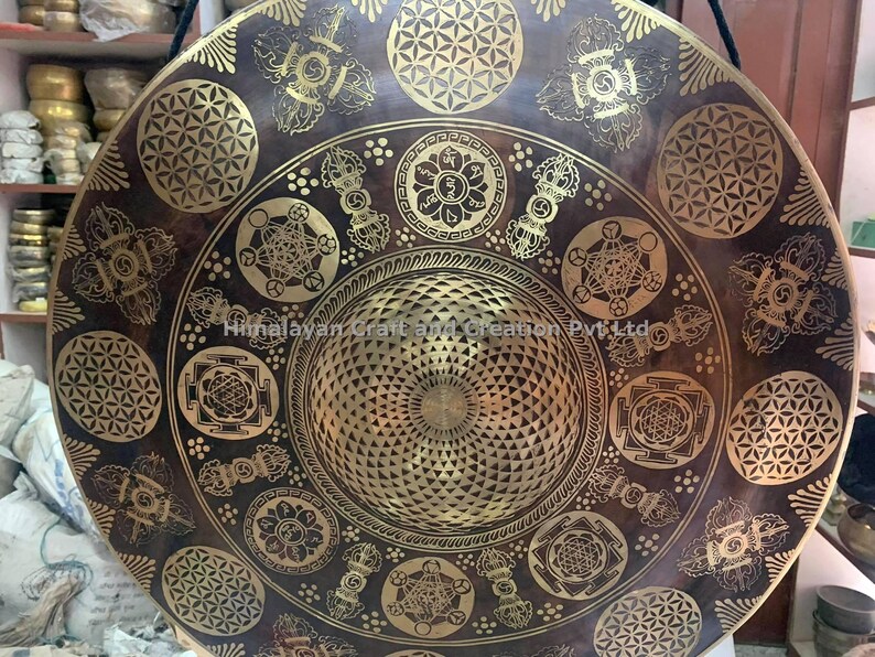 Extra Large Gong for Sound Healing Meditation Yoga - Flower of Life ...