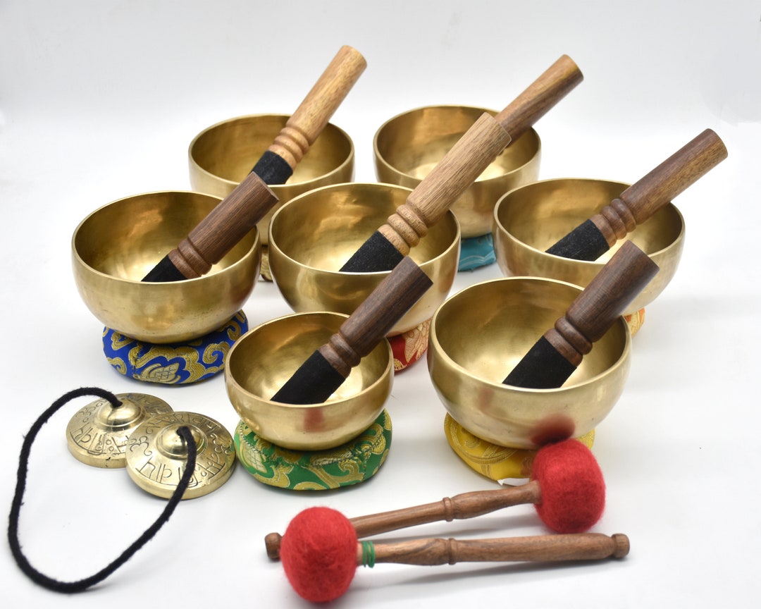 Seven Chakra Healing Handmade Professional Singing Bowls Set of 7 Notes ...