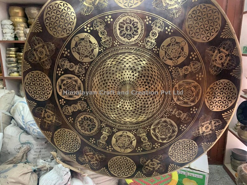 Extra Large Gong for Sound Healing Meditation Yoga - Flower of Life ...