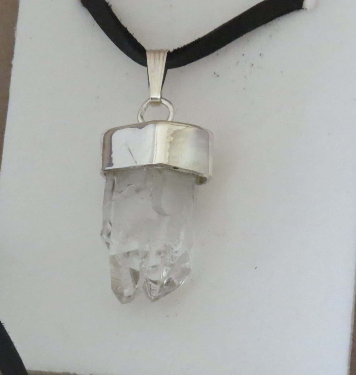 Quartz Crystal Capped in Sterling Silver Leather Cord - Etsy