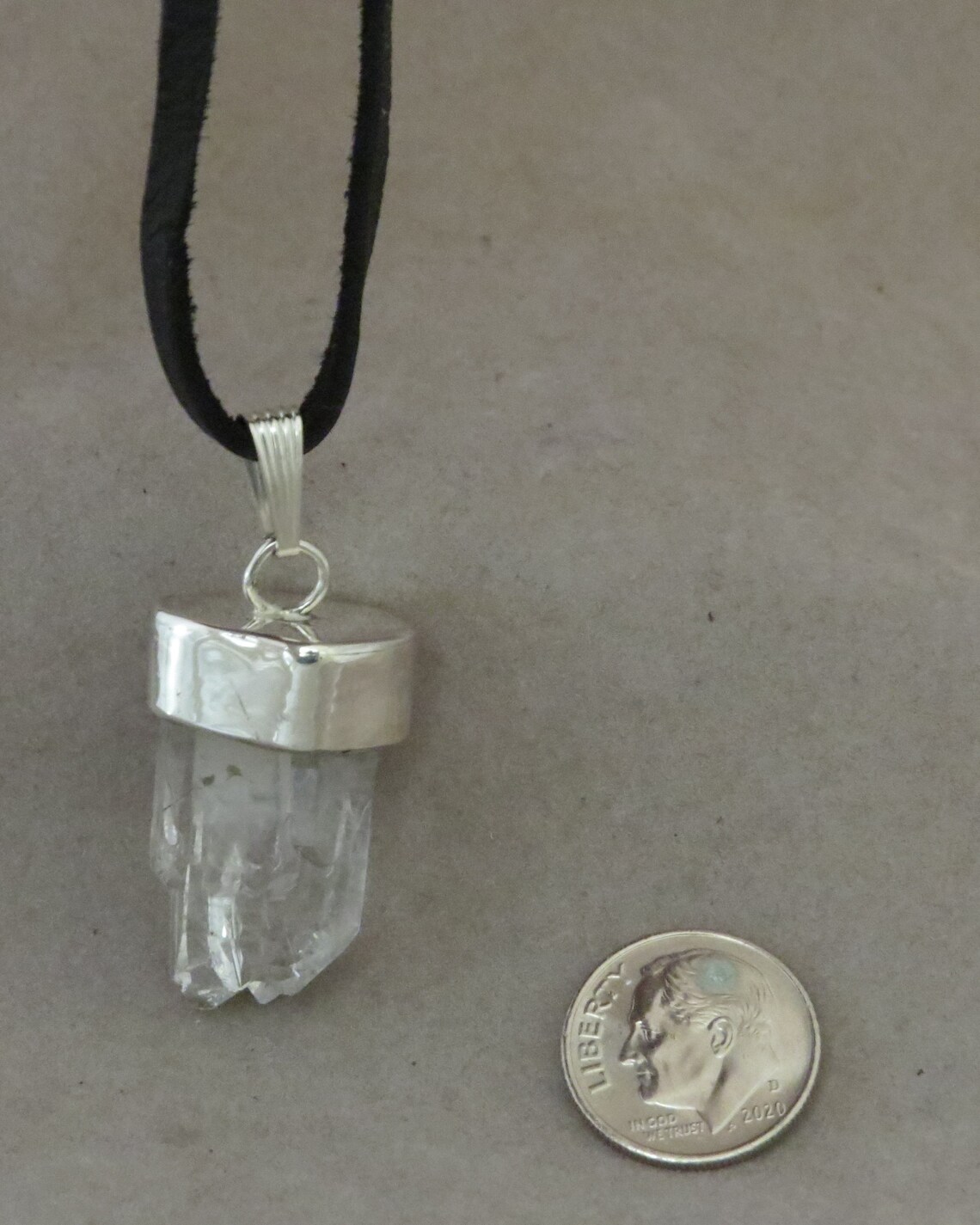 Quartz Crystal Capped in Sterling Silver Leather Cord - Etsy