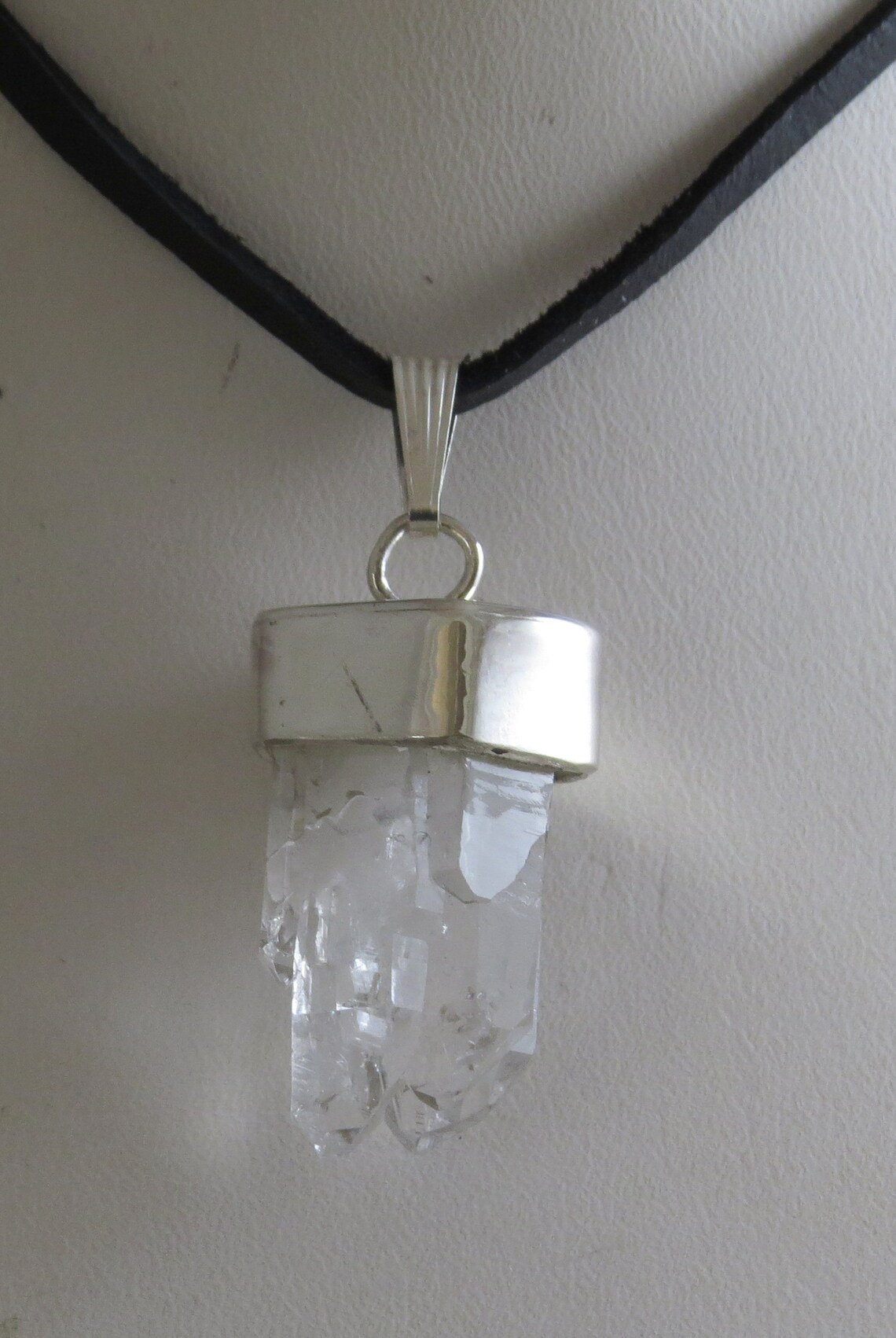 Quartz Crystal Capped in Sterling Silver Leather Cord - Etsy