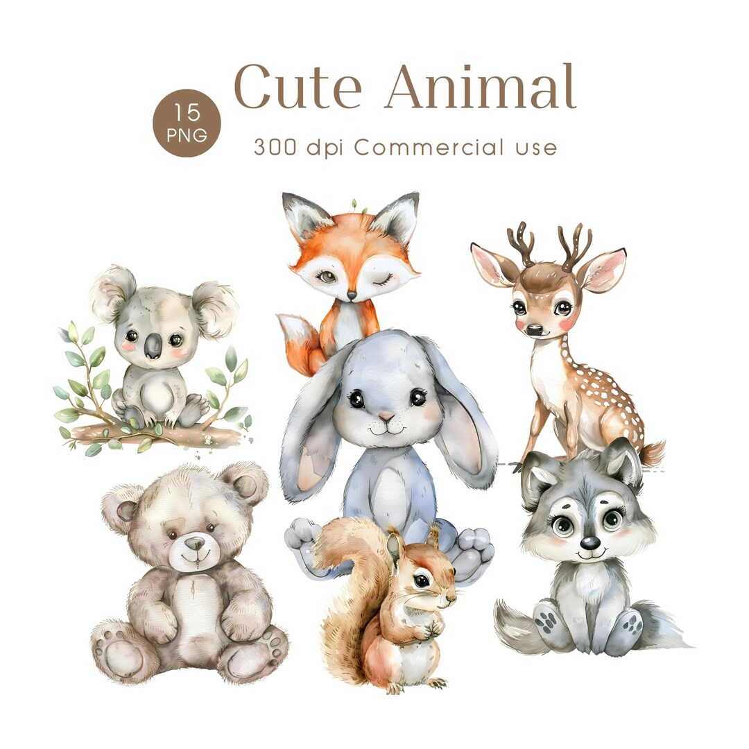 Watercolor Baby Animals Clipart, Commercial Use Pngs (digital Download ...