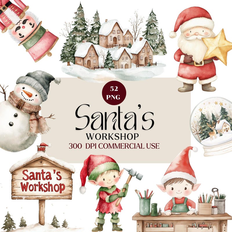 Santas Workshop Clipart - Etsy