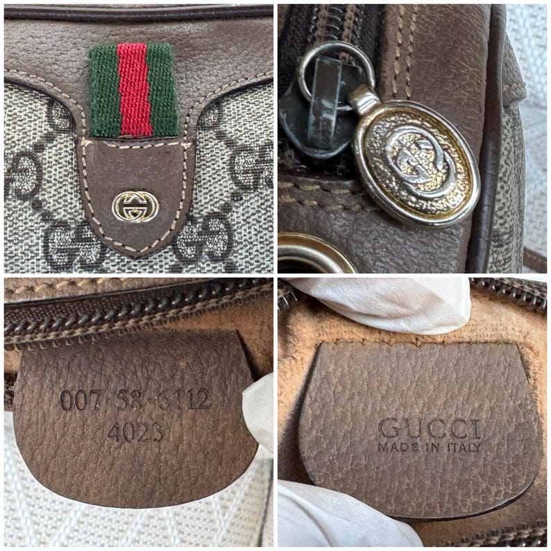 AUTH Vintage Gucci Brown Supreme Canvas Round Zipped Crobb Body 80s ...