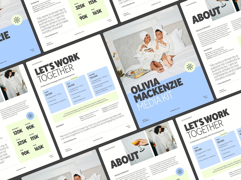 Media Kit Template for Canva • Influencer Rate Sheet Template • Blogger ...