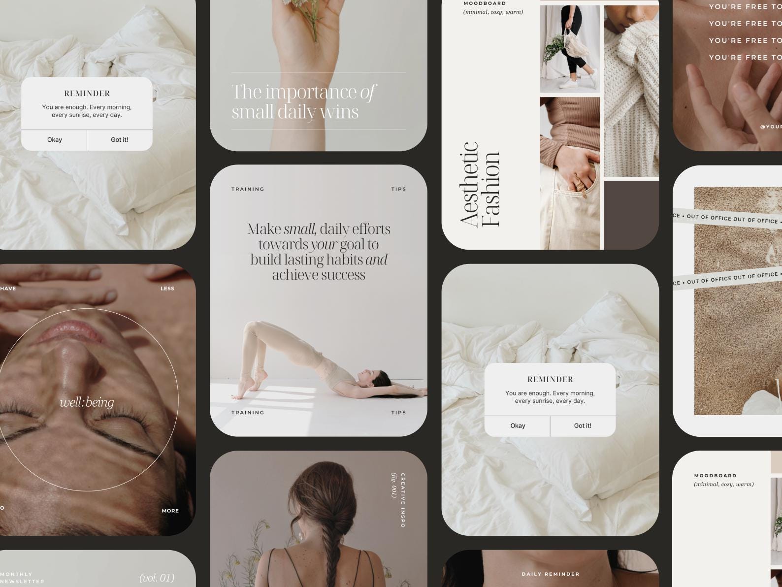 Aesthetic Instagram Templates 120 Social Media Kit. Instagram Posts and ...