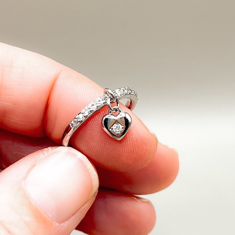 Heart Charm Ring - Etsy