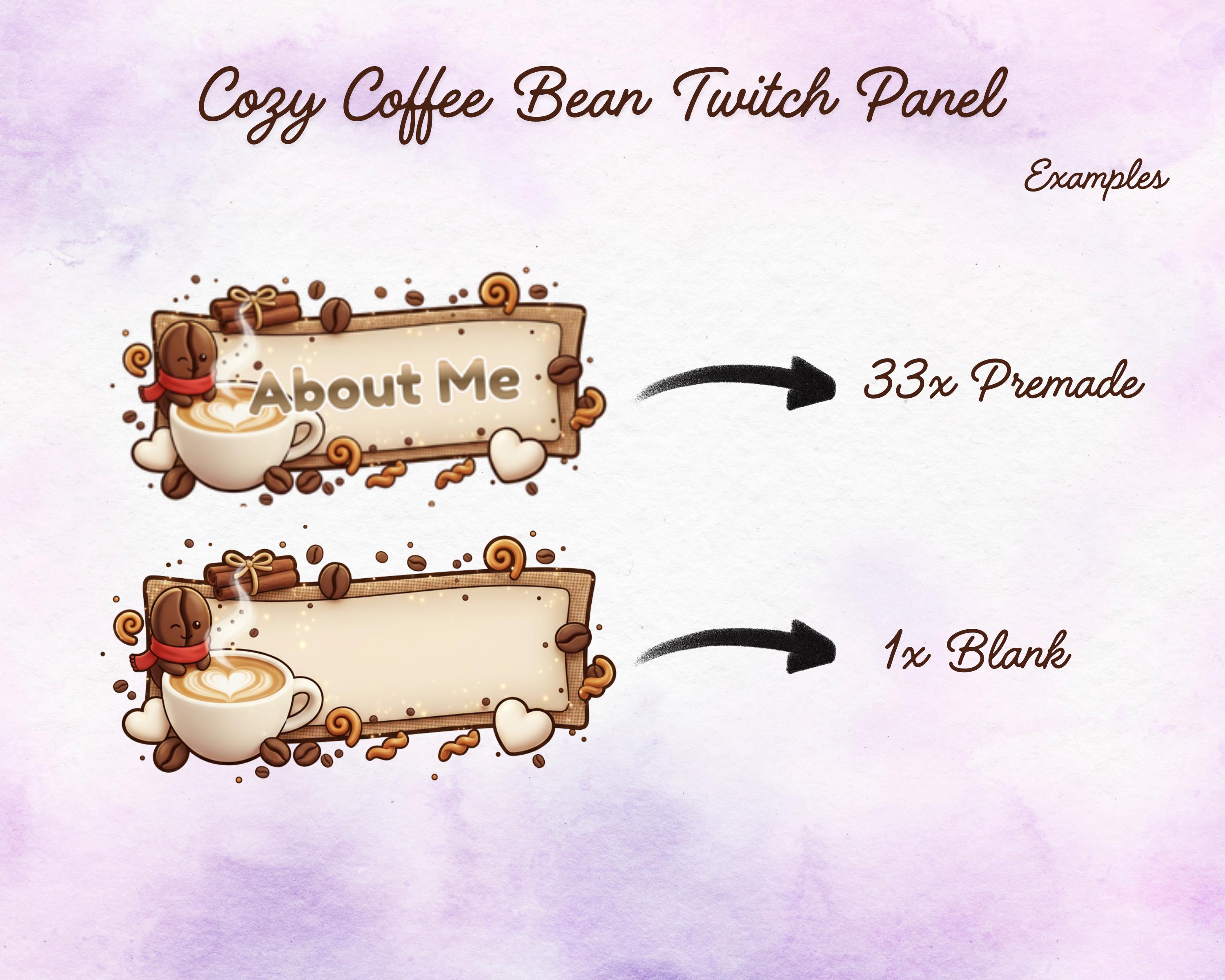 Cozy Coffee Bean Twitch Panels | Lofi Cafe Streamer Graphics (PNG) - Etsy