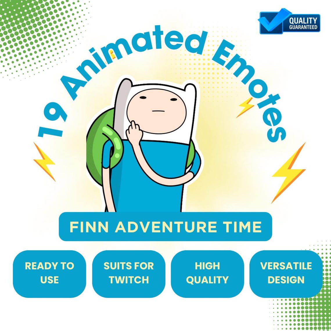 19 Finn Adventure Time Animated Emotes Pack, Transparent GIF Ready to ...