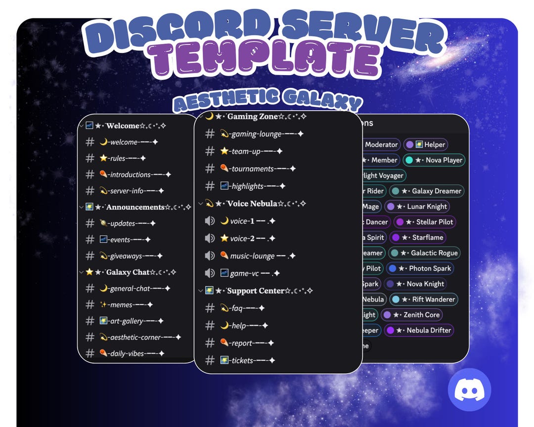 Galaxy Discord Server Template | Gaming Community Banners - Etsy
