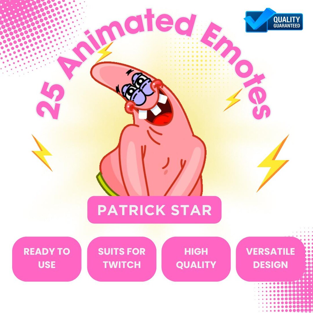 25 Patrick Star Animated Emotes Pack, Transparent GIF Ready to Use ...
