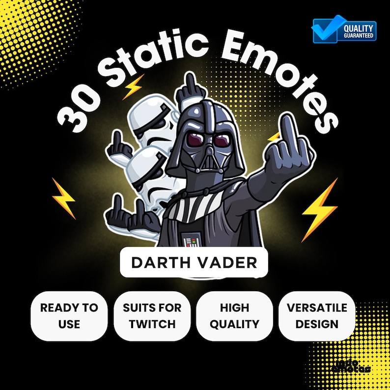 Dark Vador Static Emotes Pack: Twitch Streamer PNG (instant Download ...