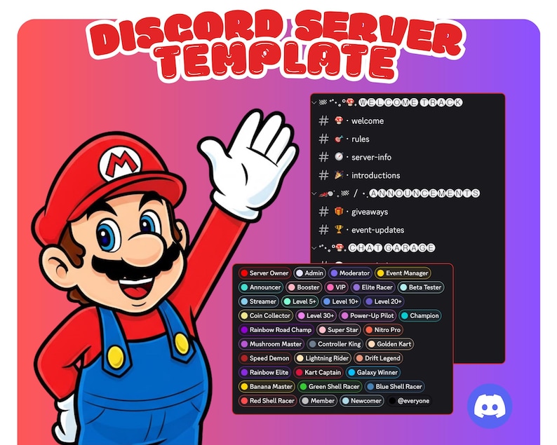 Mario Discord Server Template | Bonus 8 Discord Banner Included - Etsy