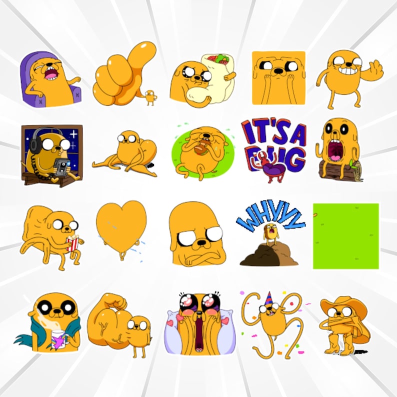 20 Jake the Dog Animated Emotes Pack, Transparent GIF Ready to Use ...