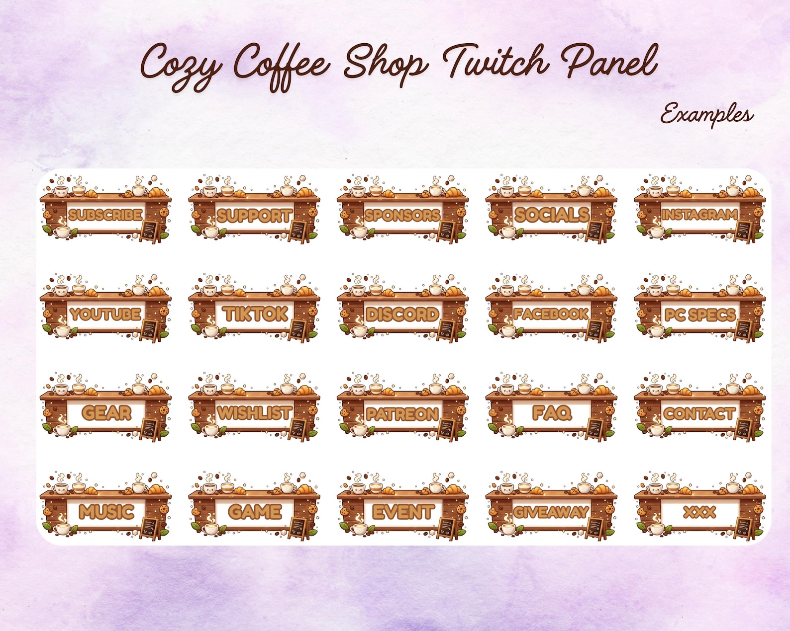 Cozy Coffee Shop Twitch Panel | Lofi Cafe Streamer Graphics | Barista ...