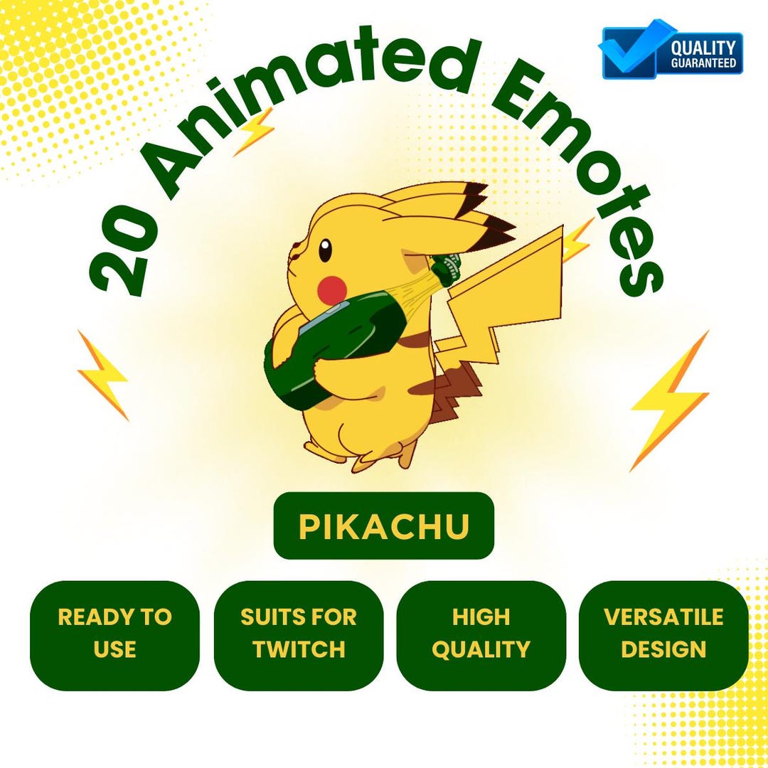 20 Pikachu Animated Emotes Pack, Transparent GIF Ready to Use | Twitch ...
