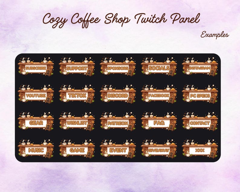 Cozy Coffee Shop Twitch Panel | Lofi Cafe Streamer Graphics | Barista ...