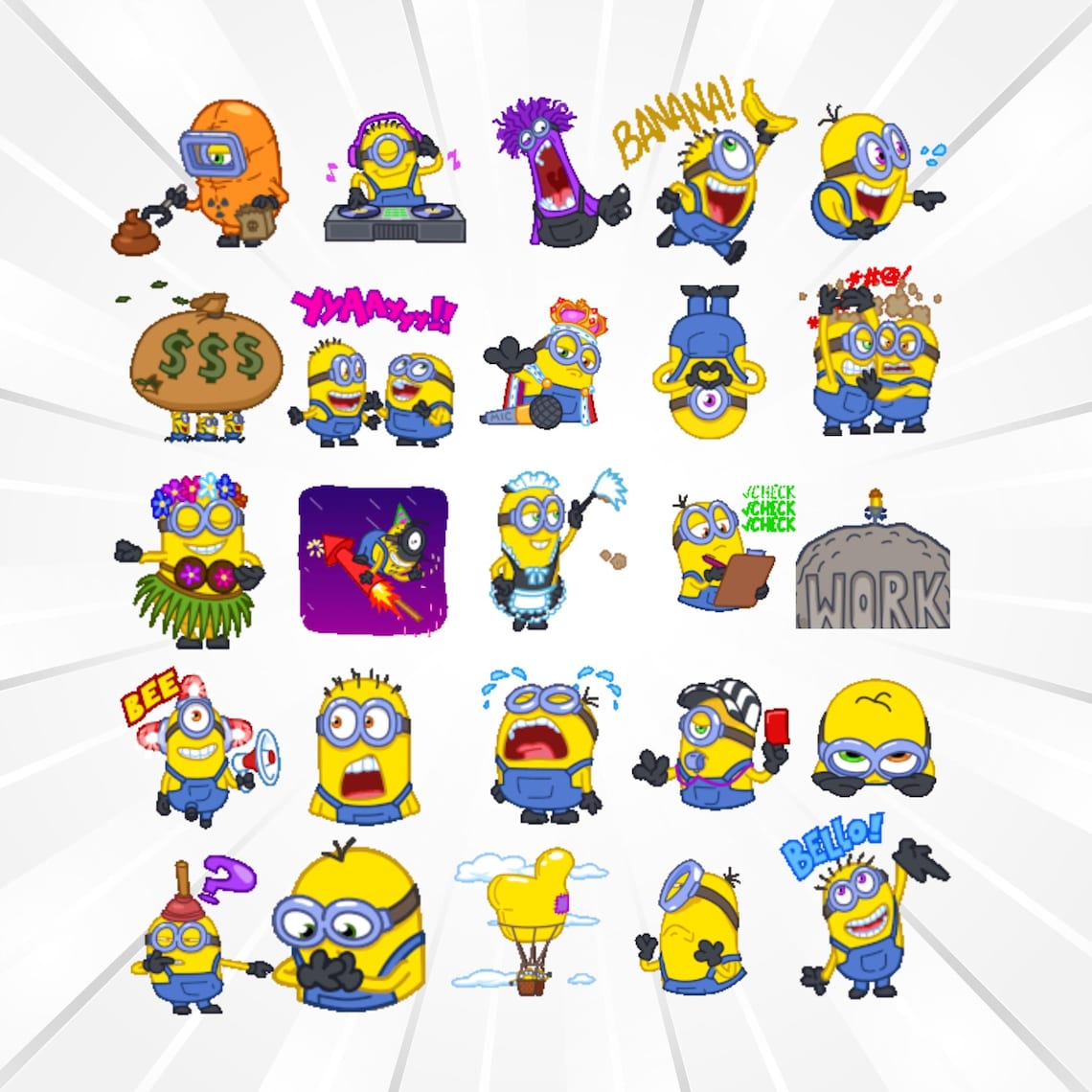 25 Minions Animated Emotes Pack, Transparent GIF Ready to Use Twitch ...