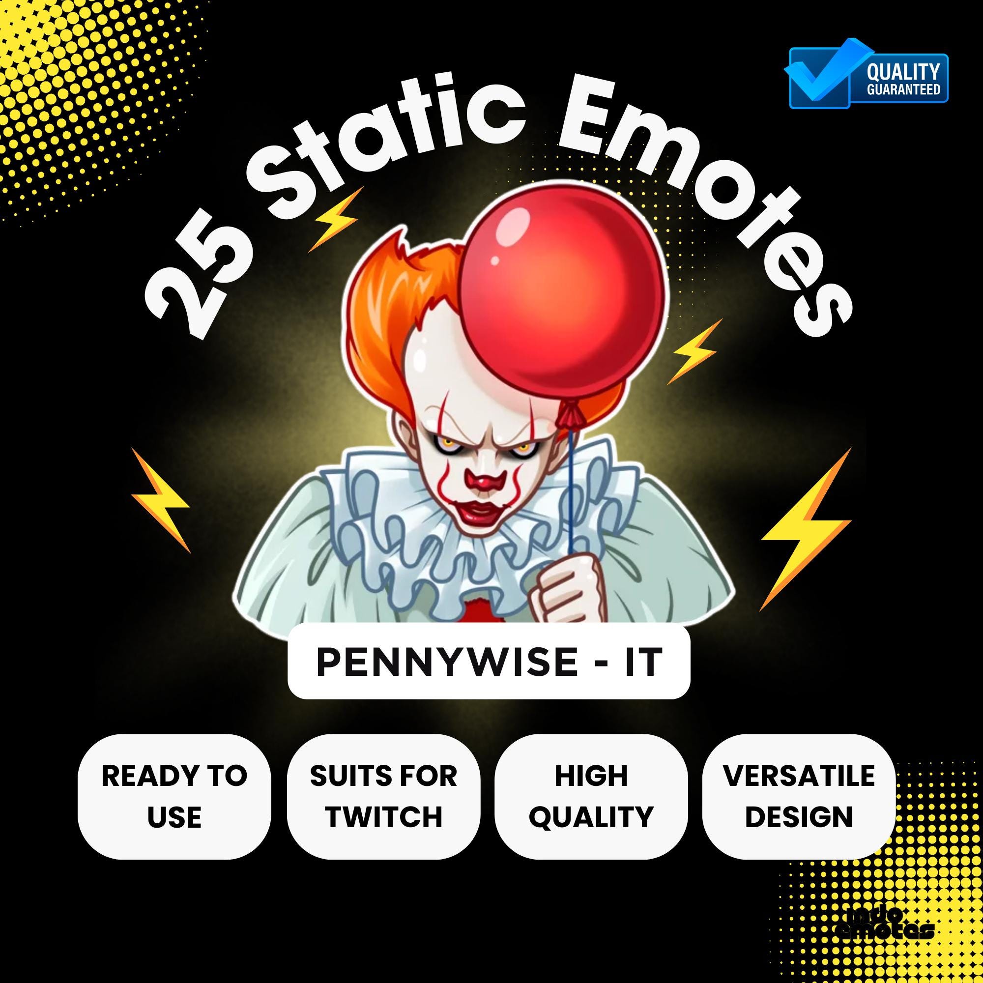 25 Pennywise IT Static Emotes Pack, Transparent PNG Ready to Use Twitch ...