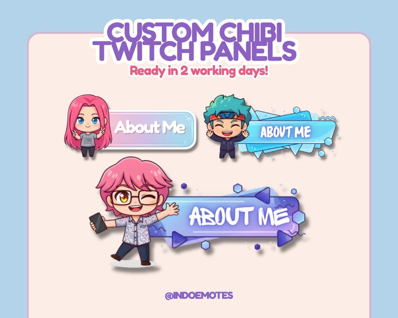 Custom Chibi Twitch Panels, Personalized Stream Overlay - Etsy