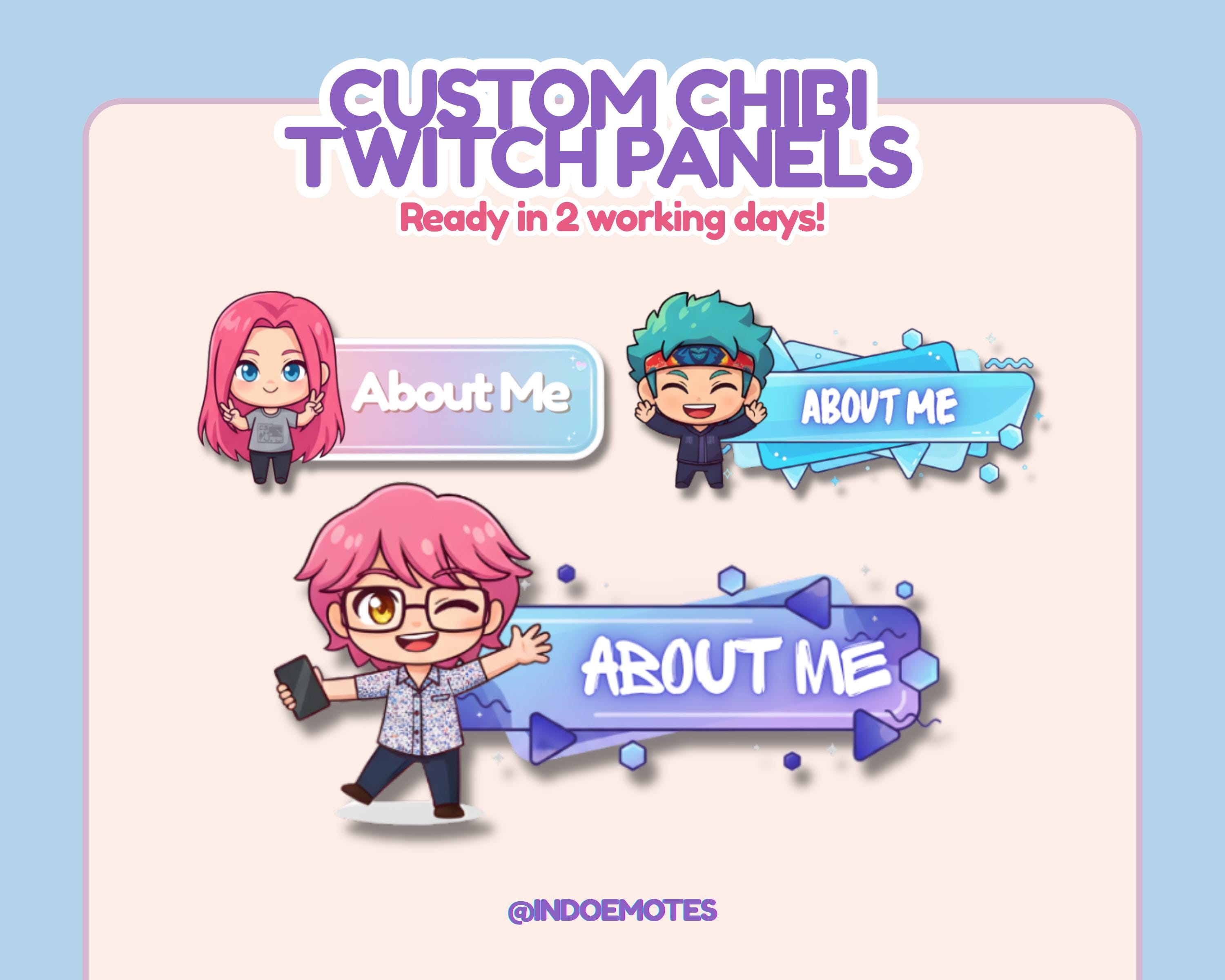 9 Custom Chibi Twitch Panels, Personalized Stream Overlay - Etsy